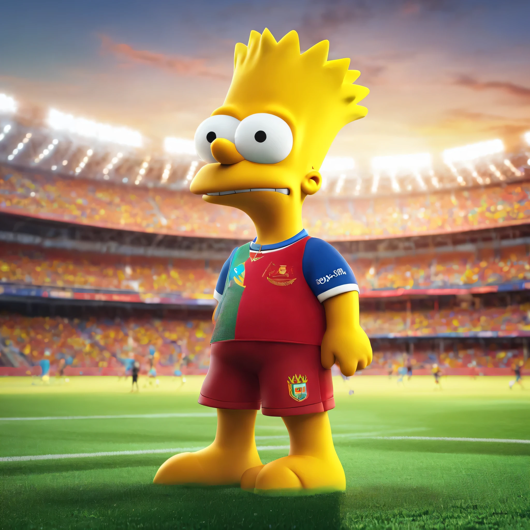 A cartoon character of a soccer player in a stadium - SeaArt AI