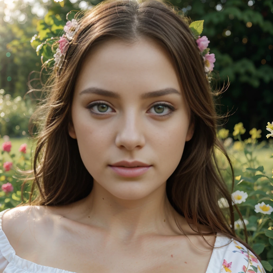 [Eva Elfie] girl in a garden, beautiful detailed eyes, beautiful ...