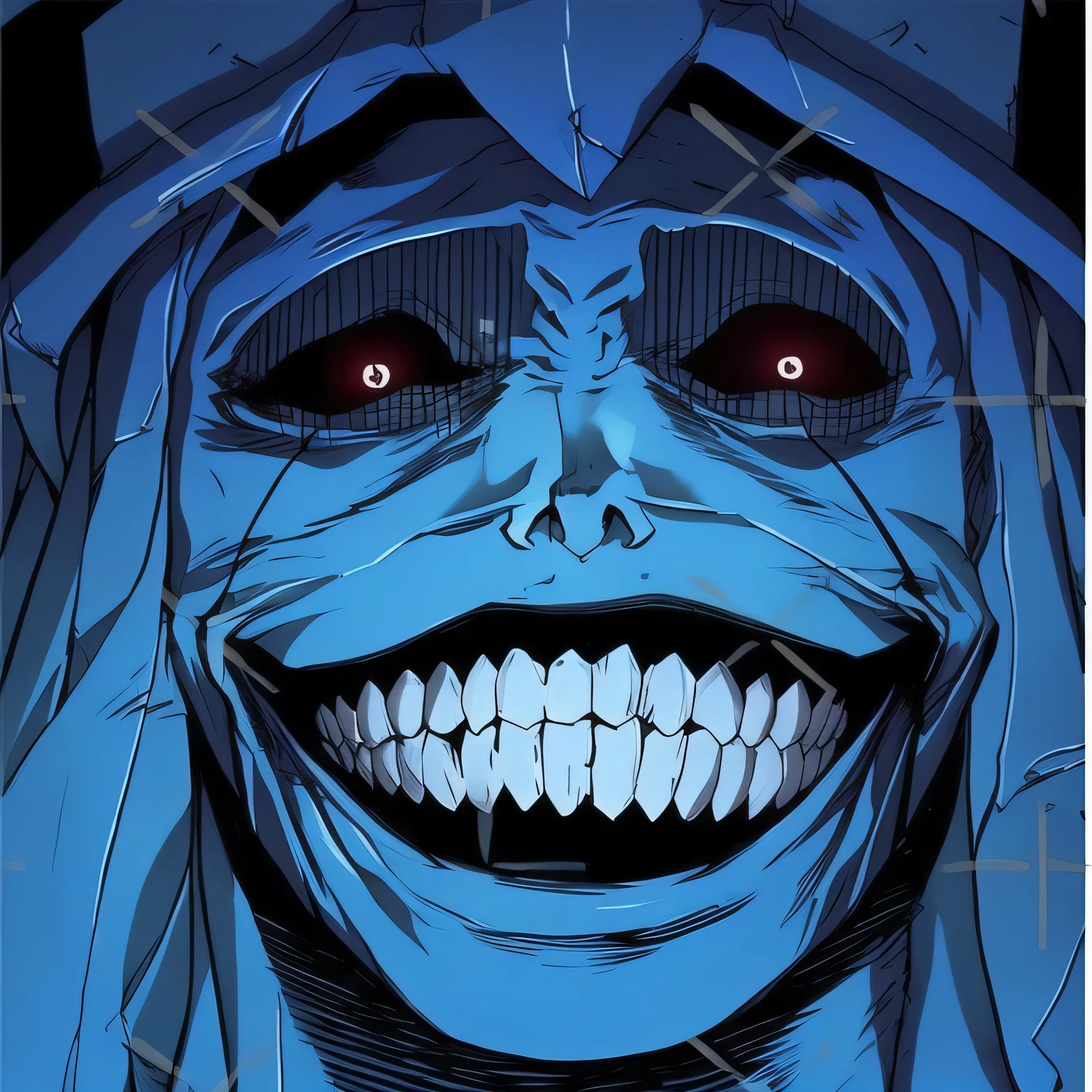 A close up of a cartoon character with a creepy face - SeaArt AI