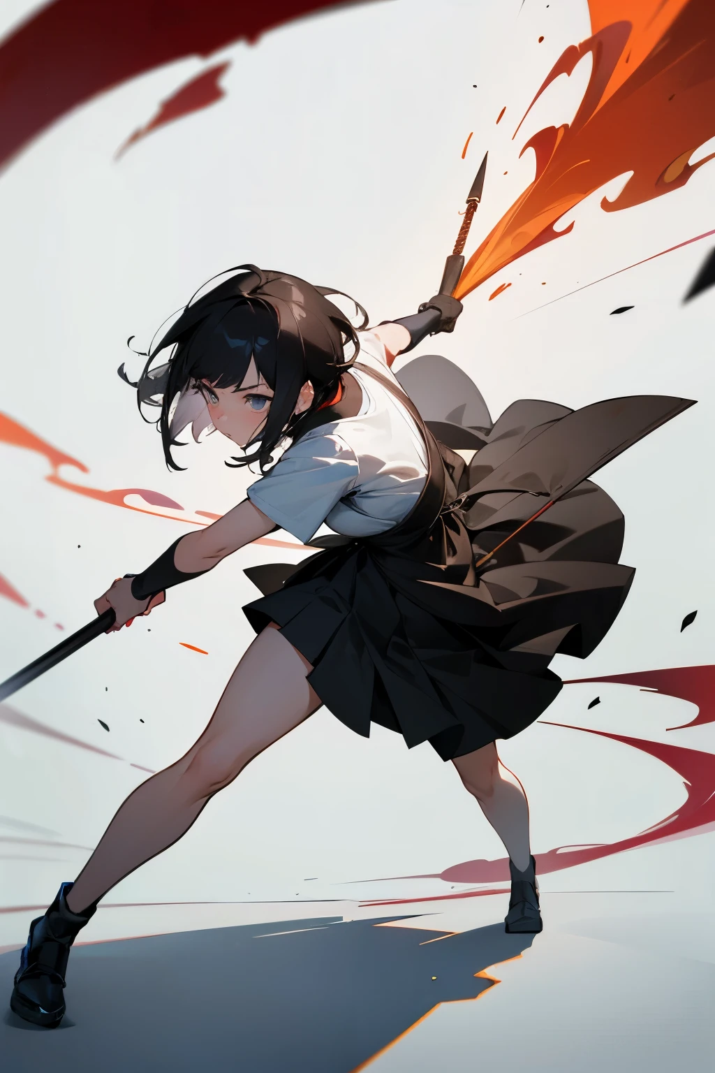 Anime girl with a sword and a bag in her hand - SeaArt AI