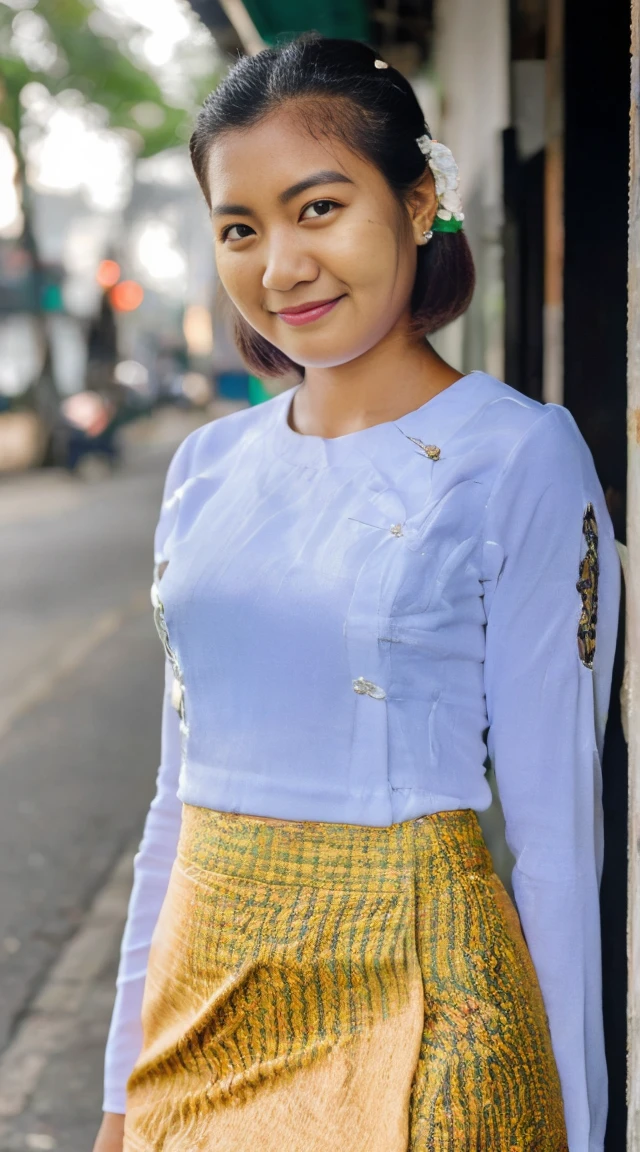 Photo of a Myanmar girl,16 yo, (portrait shot), (half body postrait ...