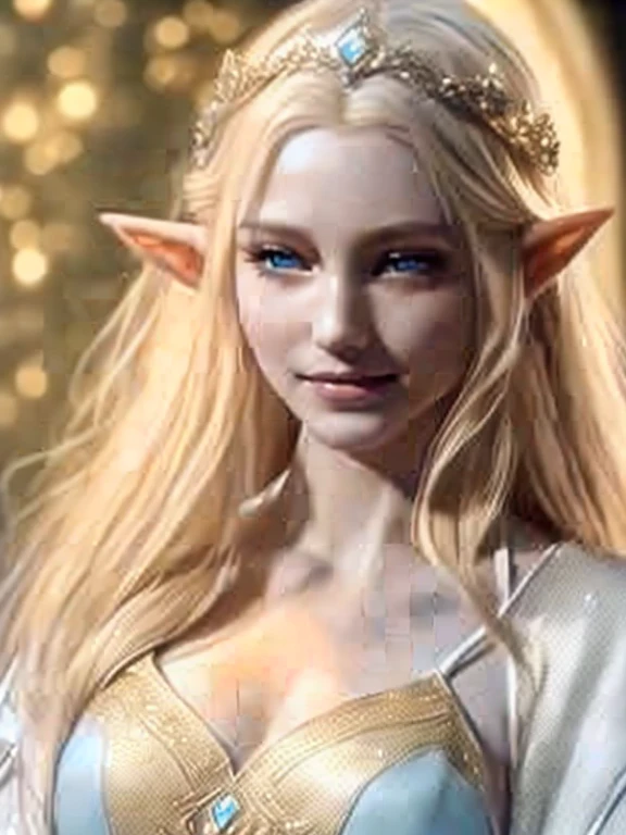 One wearing a white dress、Very beautiful elf top model, beautiful elf princess - SeaArt AI