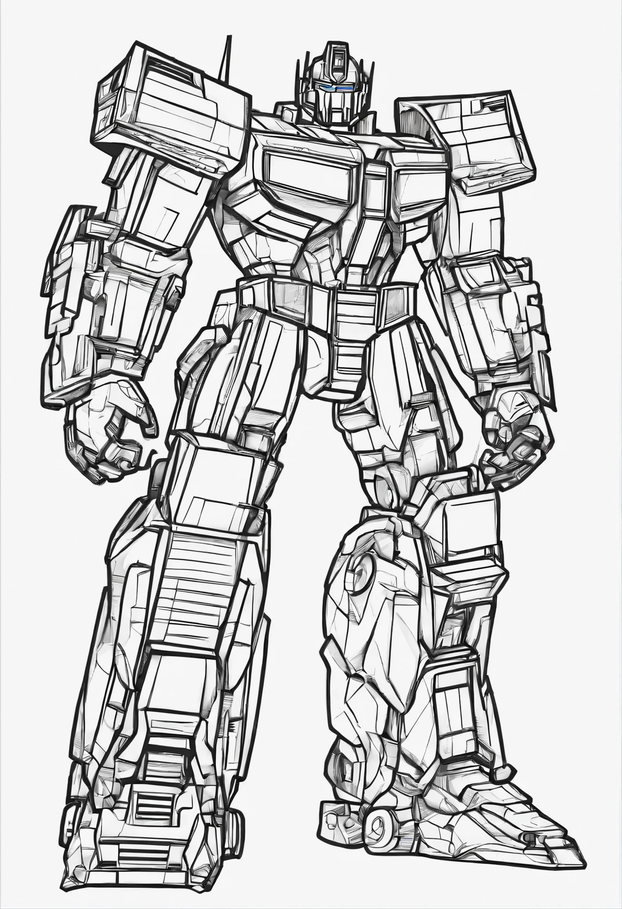 A drawing of a robot with a large body and a large head - SeaArt AI