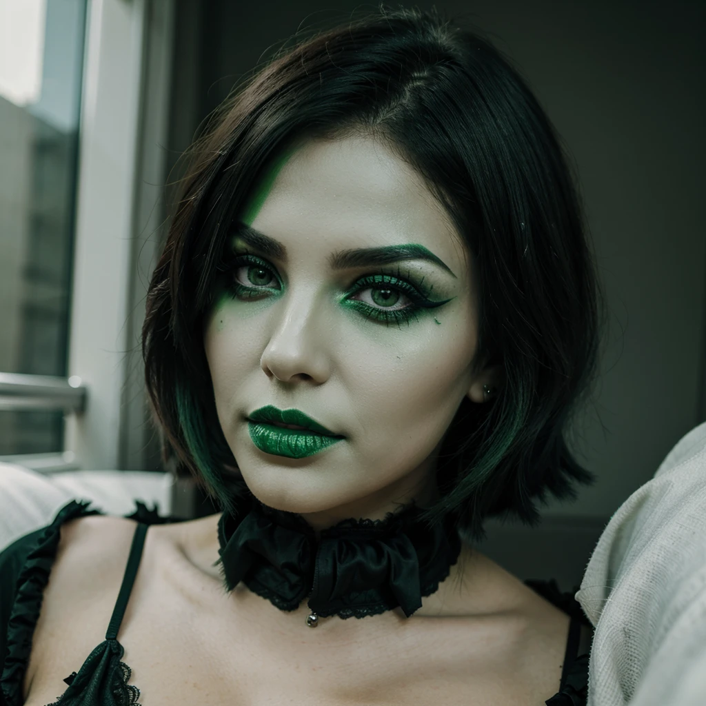 Green makeup,sexy goth girl - SeaArt AI