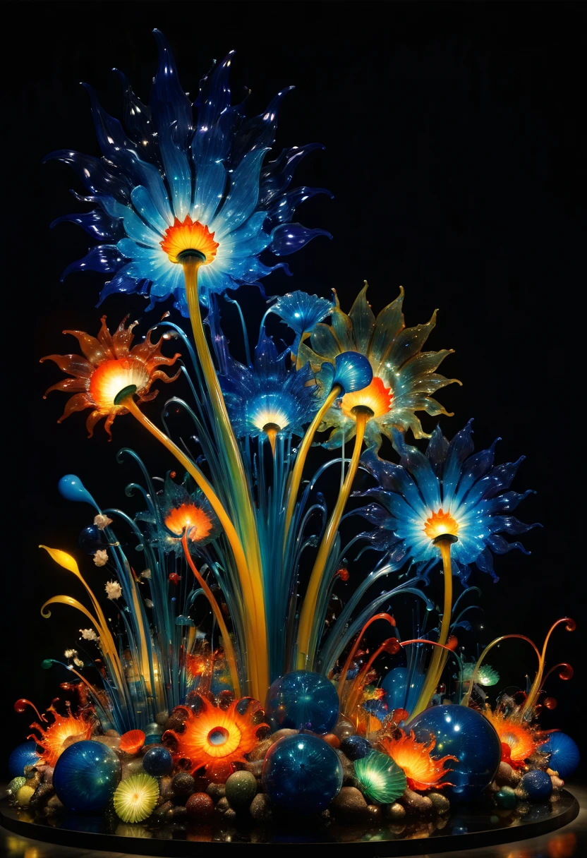 Art Deco design, night, by Dale Chihuly, best quality, masterpiece ...
