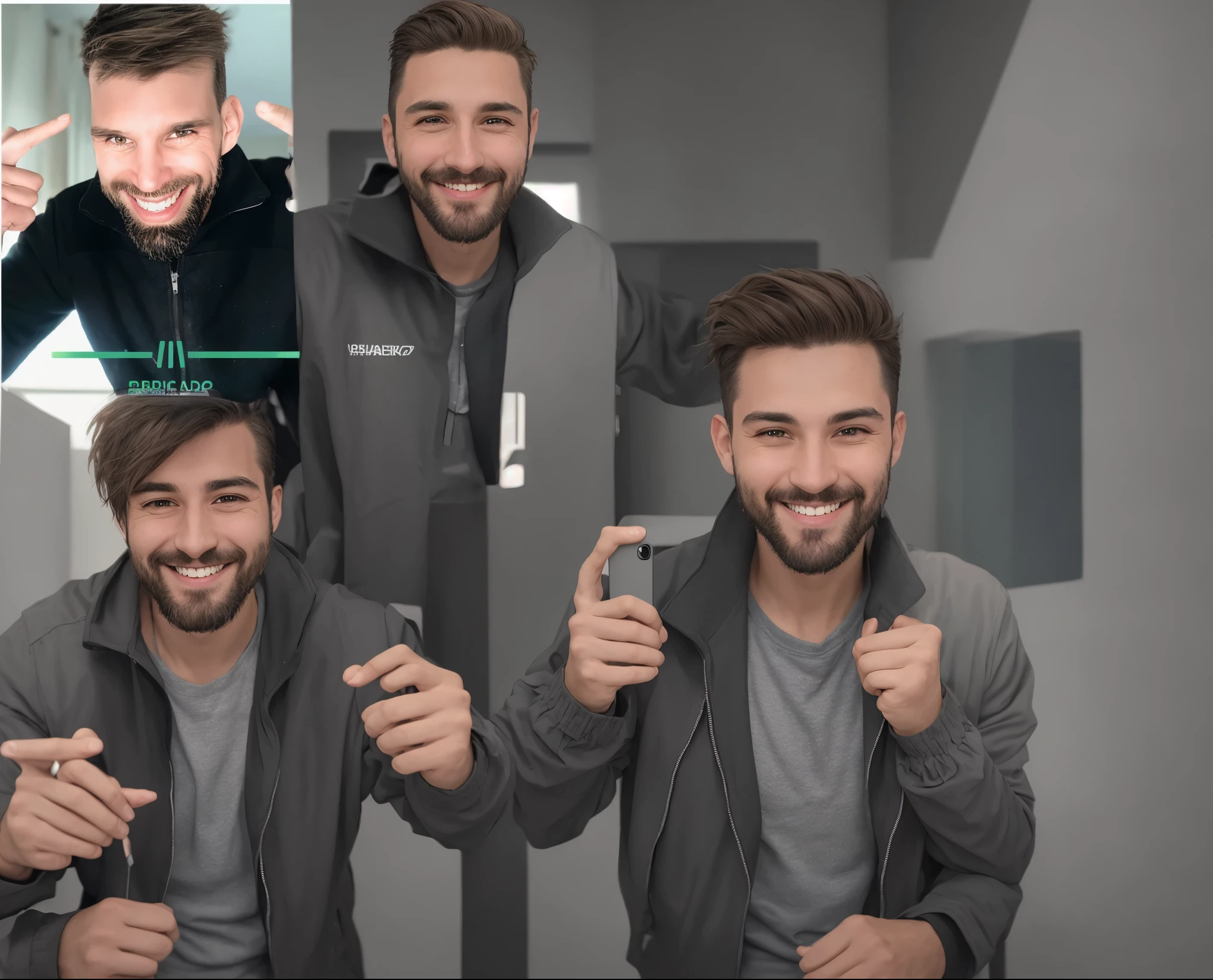 Arafed man with beard and mustache showing thumbs up and a picture of ...