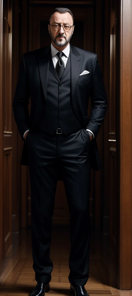 Jean Reno Angry face, in formal wear, portrait, full body, (high ...