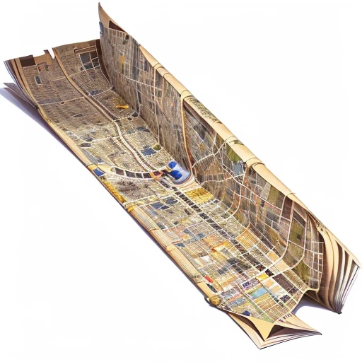 A monster papyrus map, (square paper map, a papyrus localmap - SeaArt AI