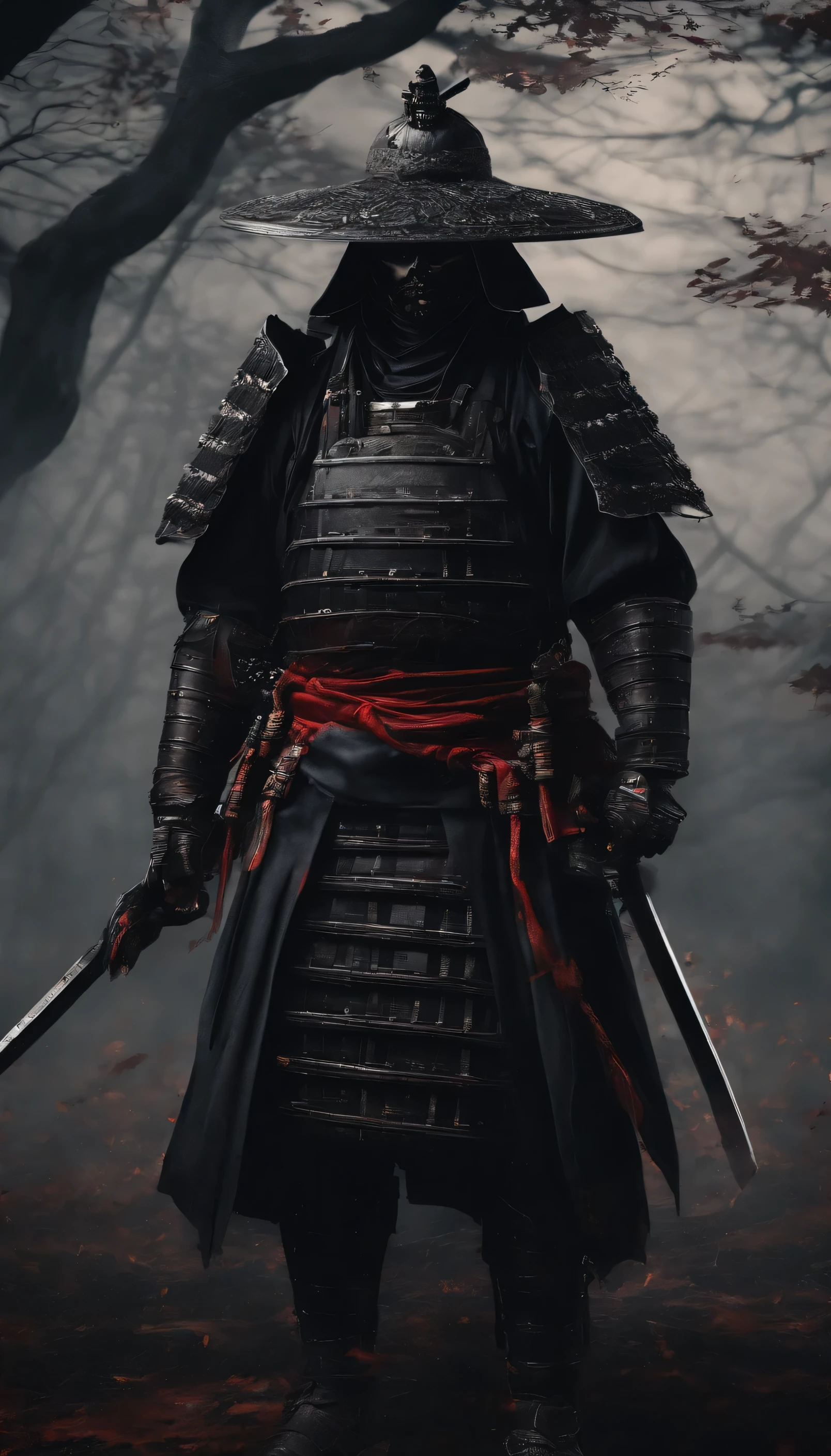 A close up of a person in a samurai outfit holding two swords - SeaArt AI