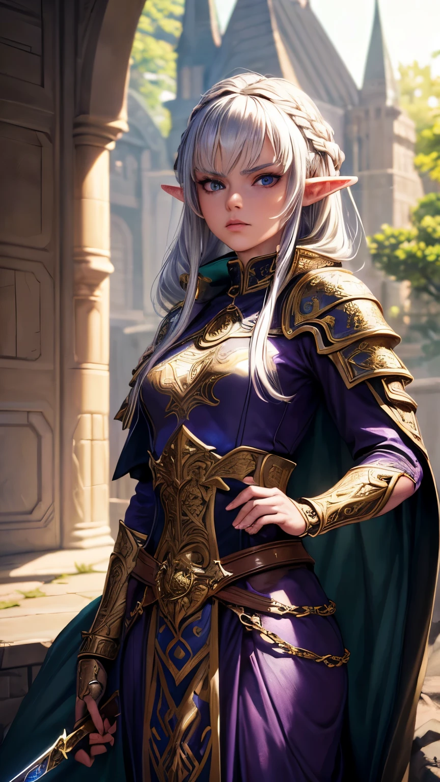 A woman in a purple dress holding a sword and a sword - SeaArt AI