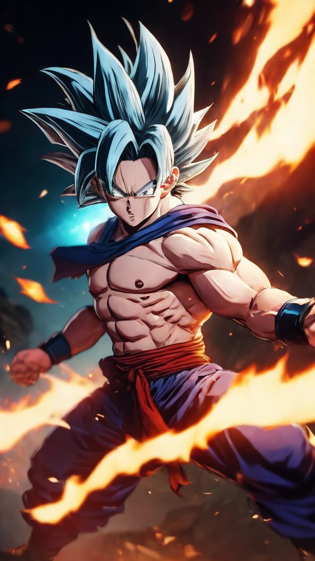 Goku Ultra Instinct, dragonballz, white fire, wearing typical ...
