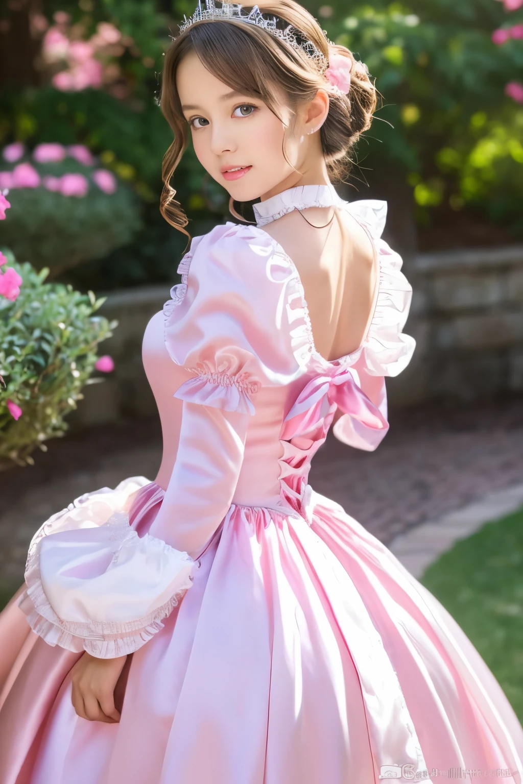 A woman in a pink dress is posing for a picture - SeaArt AI