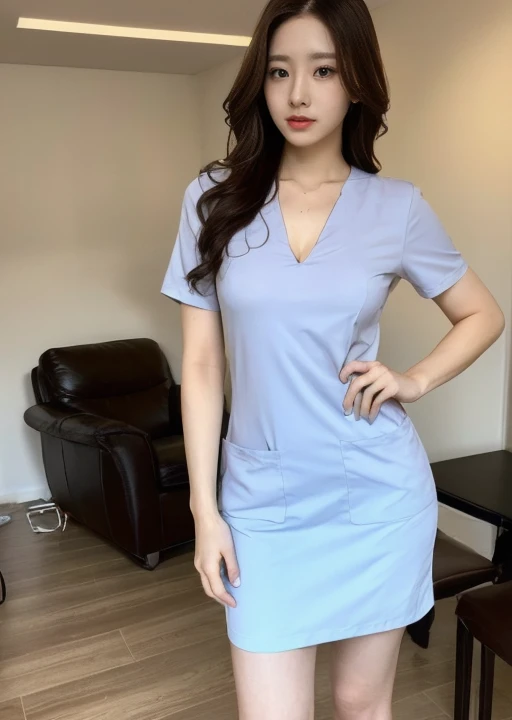 Nurse uniform、open chest、Nothing is worn inside、Sexy Nurse、full body shot - SeaArt AI