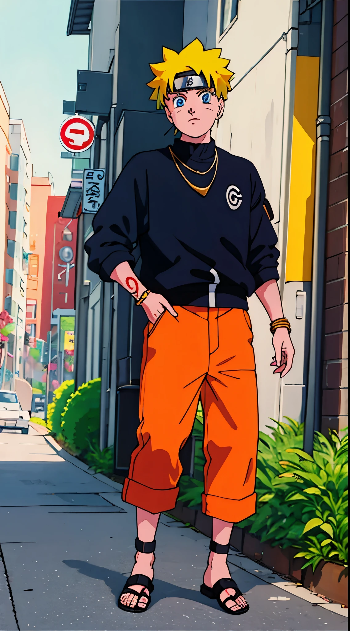 Anime character of a man with a chain around his neck - SeaArt AI