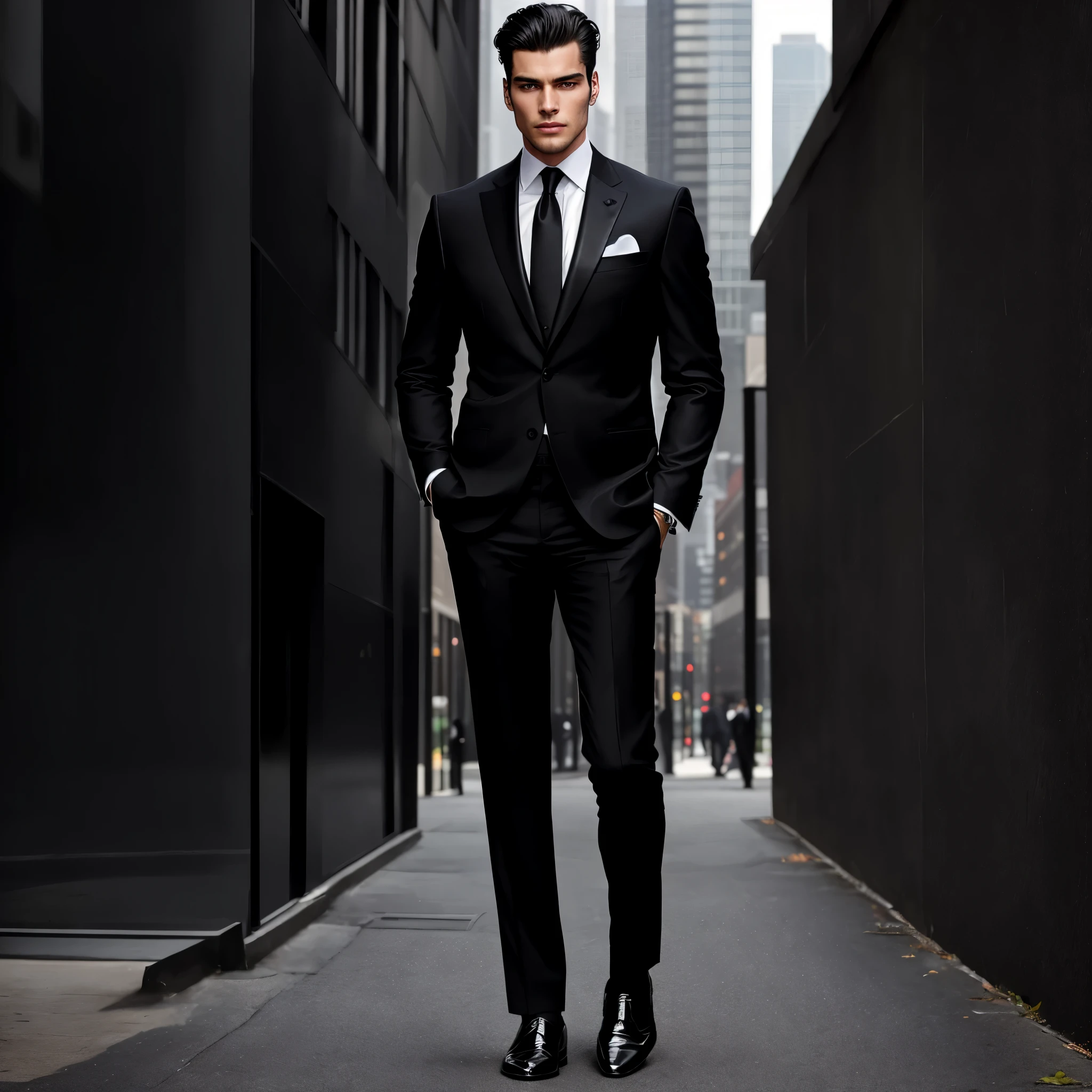 Arafed image of a man in a suit and tie standing in a city street ...