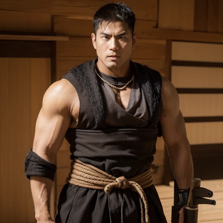Japanese male samurai, 30 years old, large body, big muscles - SeaArt AI