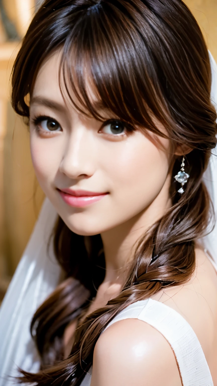 A close up of a woman wearing a wedding dress and veil - SeaArt AI