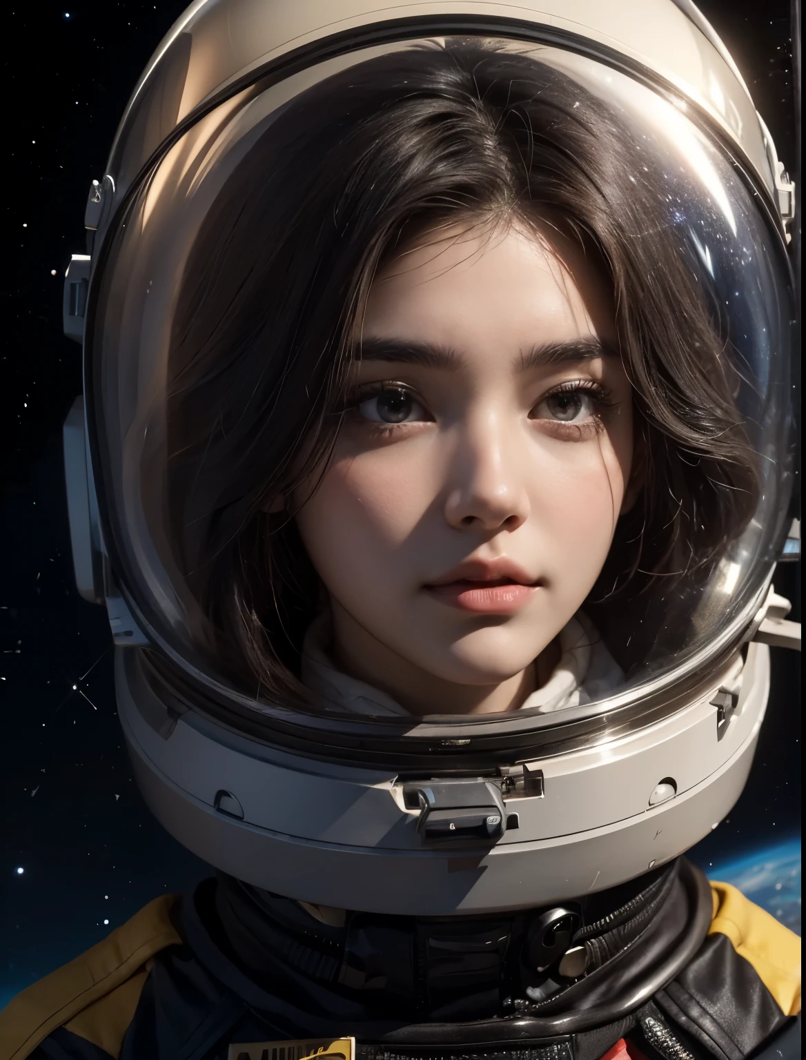 A close up of a woman in a space suit with a helmet on - SeaArt AI