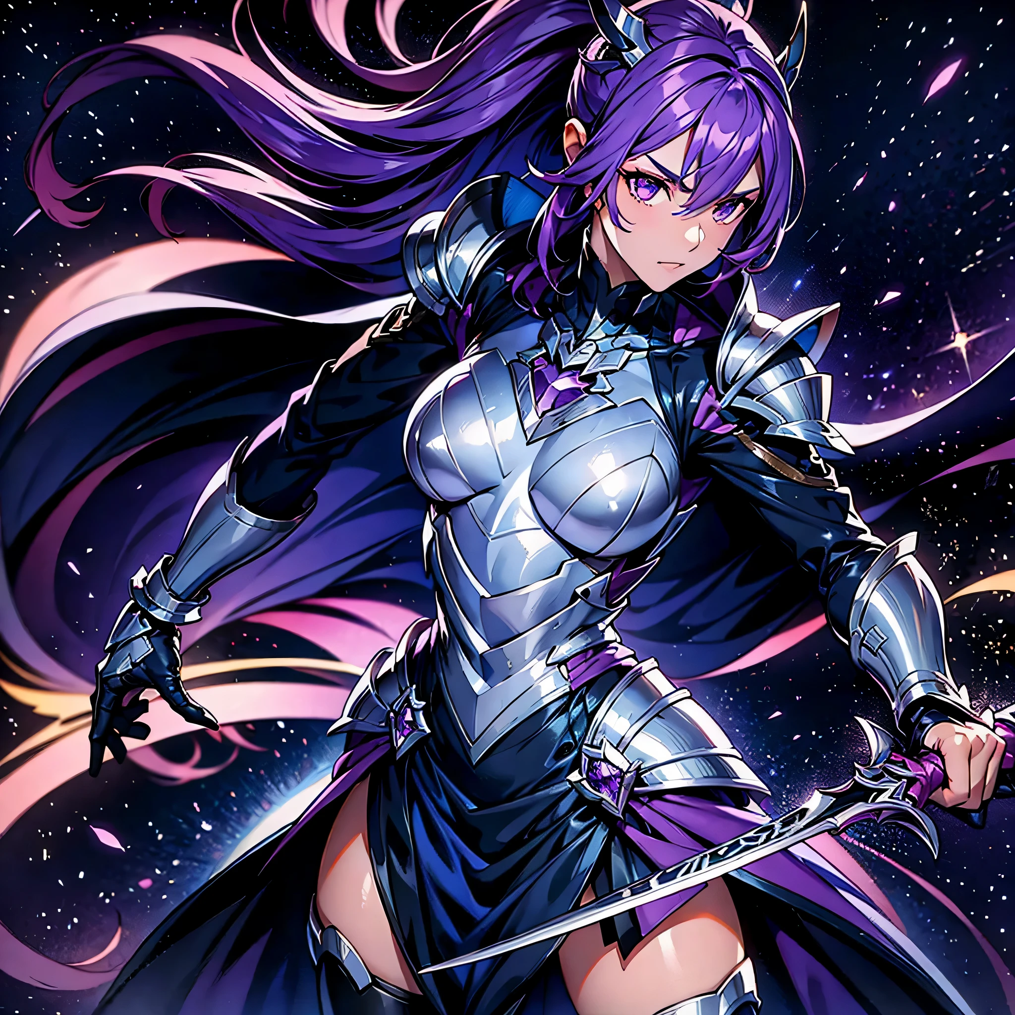 A close up of a woman in armor holding a sword - SeaArt AI