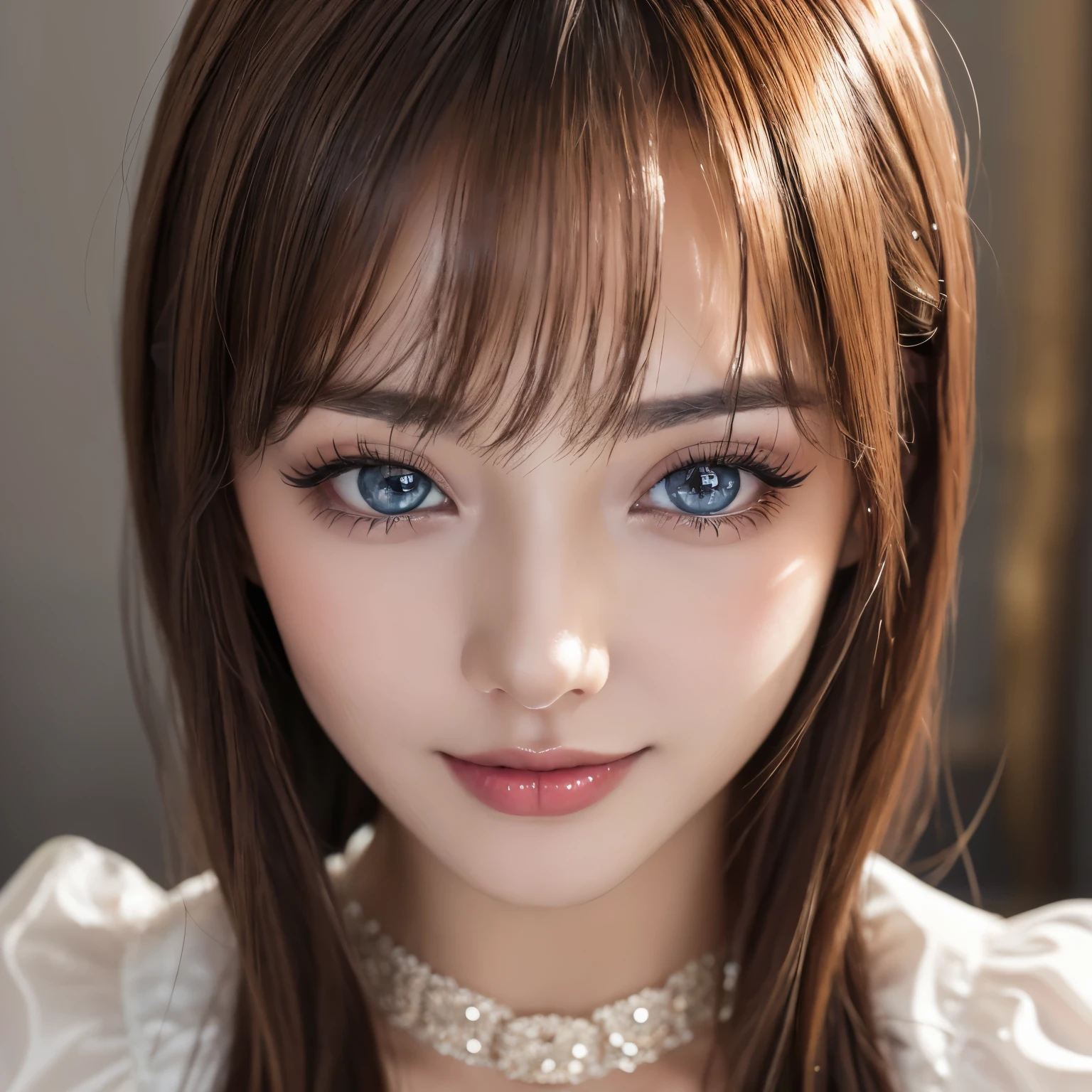 A close up of a woman with long hair and blue eyes - SeaArt AI