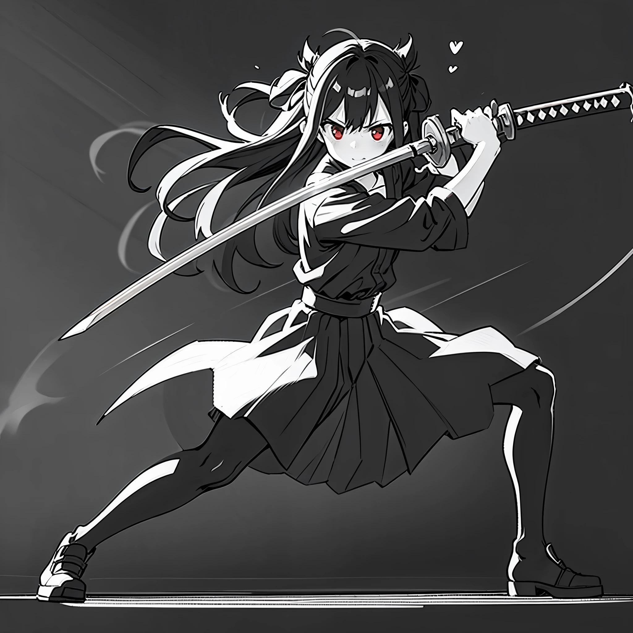 Anime girl with sword in hand and a black background - SeaArt AI