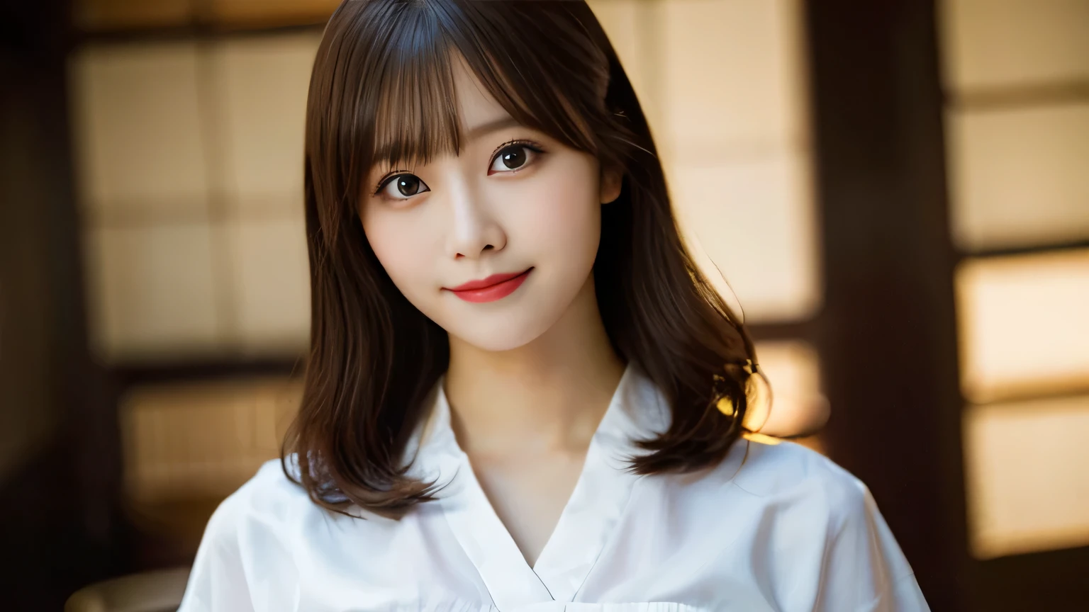 A close up of a woman in a white shirt posing for a picture - SeaArt AI