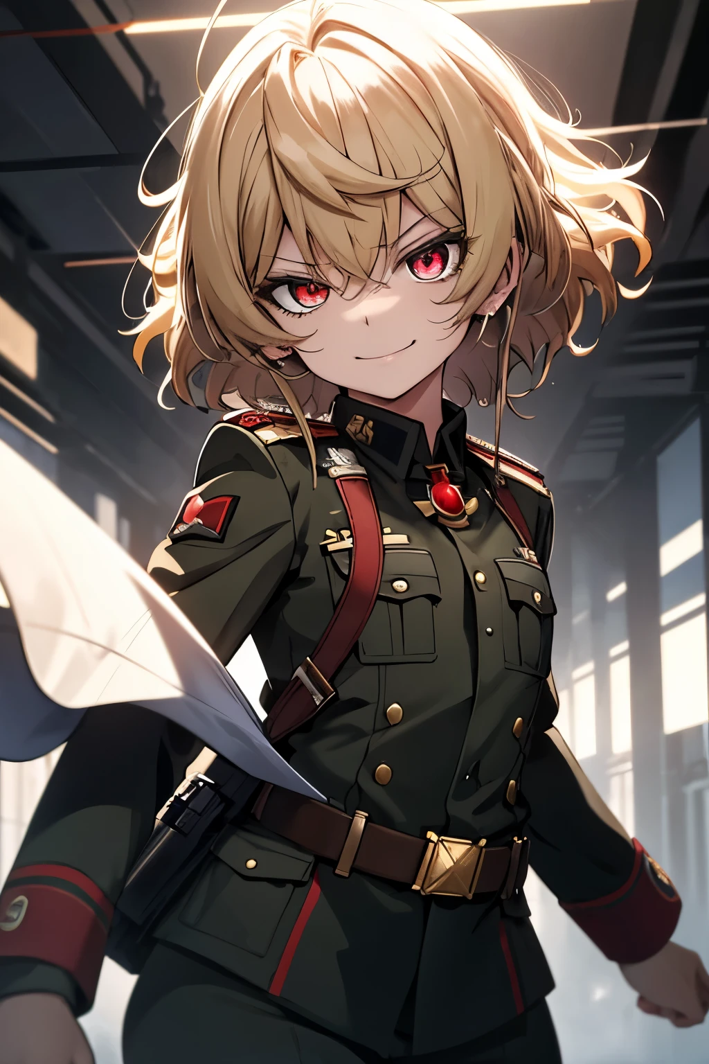 A close up of a person in uniform holding a knife - SeaArt AI