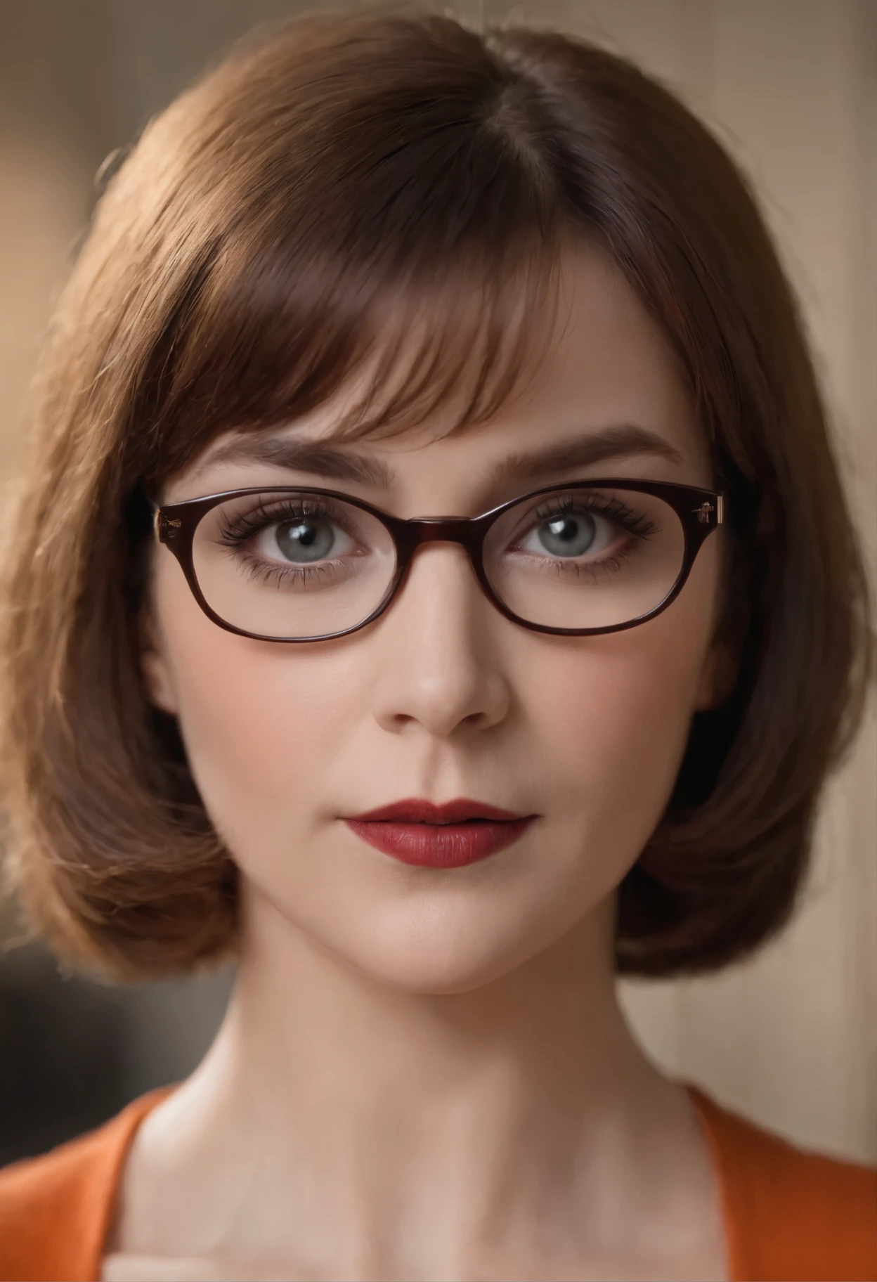 Arafed woman with glasses and a red top posing for a picture - SeaArt AI