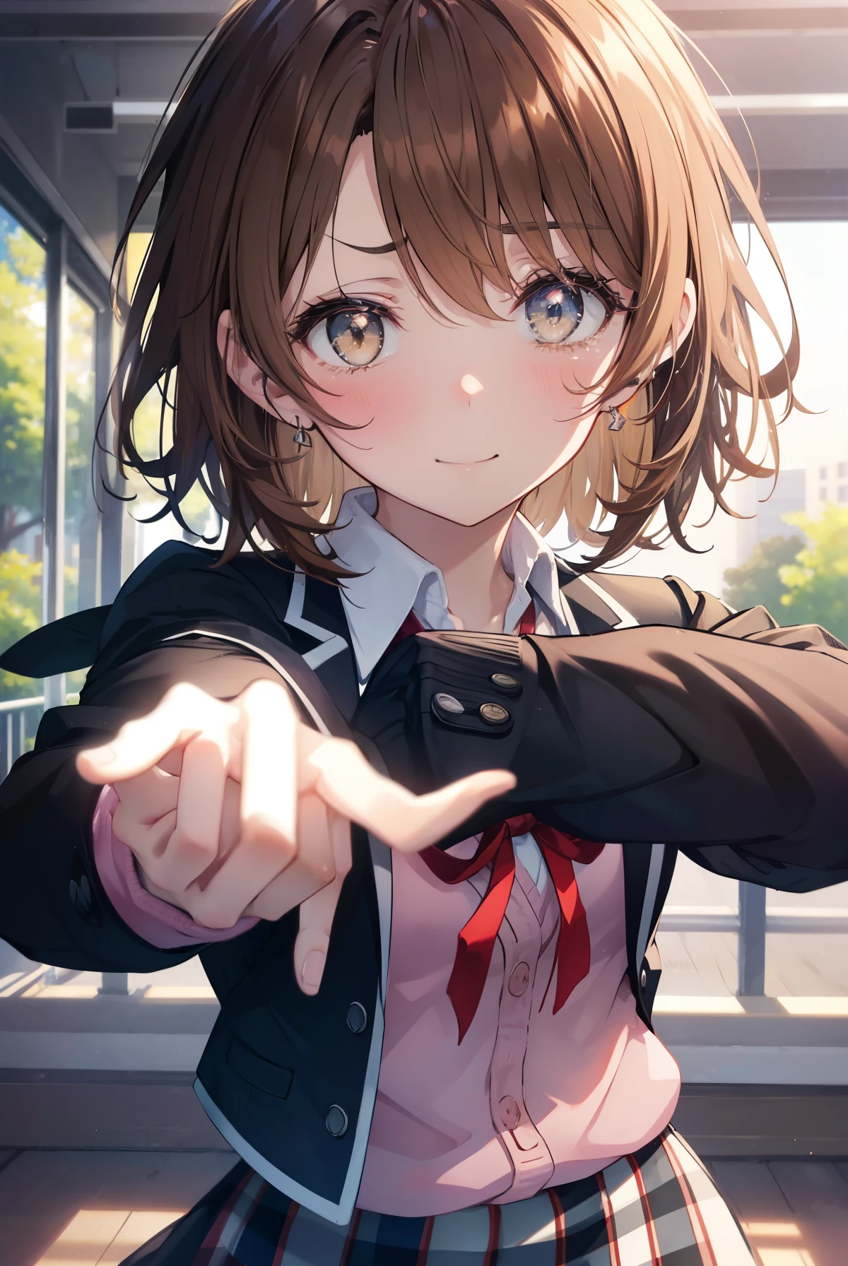 Anime girl pointing at something with her right hand - SeaArt AI