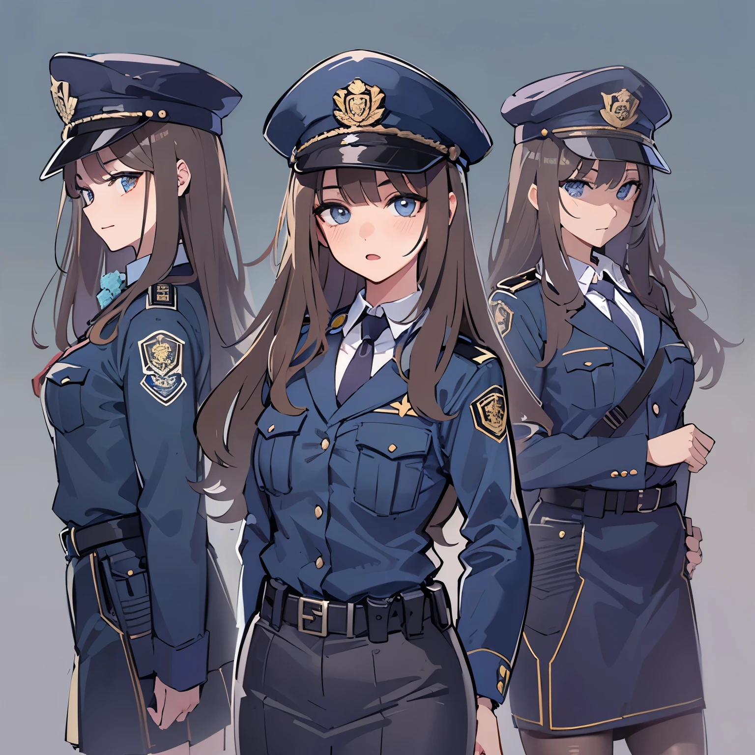 Three female police officers in uniform standing next to each other ...
