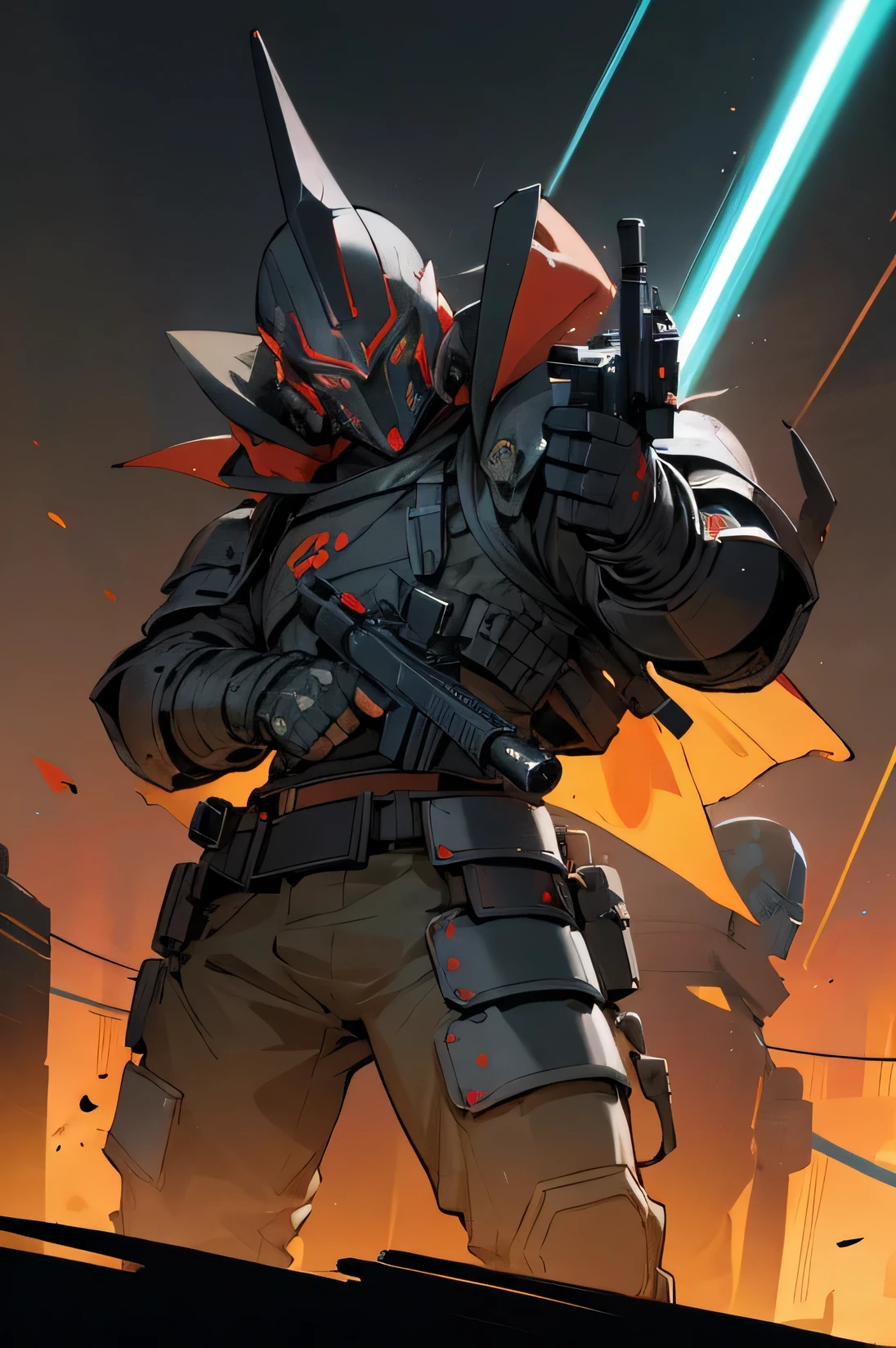 A man in a suit holding a gun and a gun - SeaArt AI