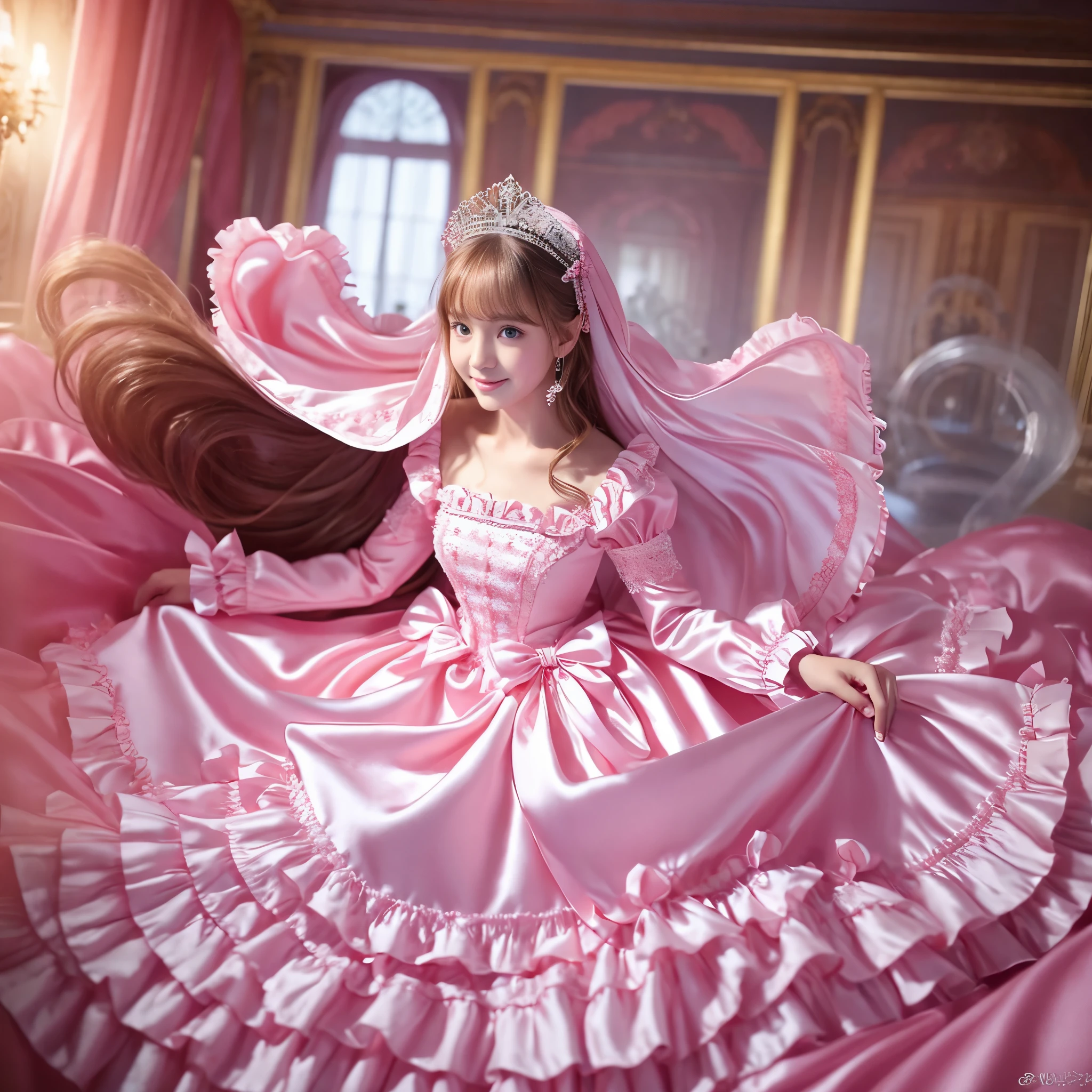 Araffe princess in a pink dress with a tiable and a veil - SeaArt AI