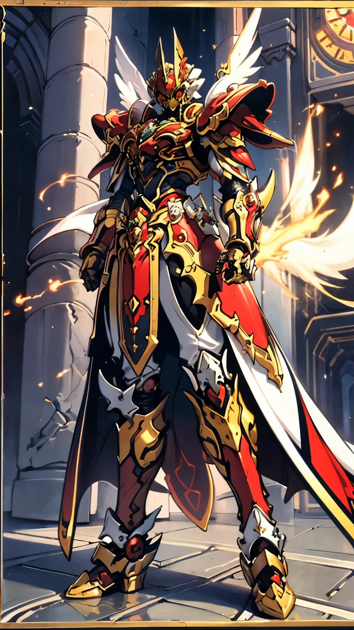 A close up of a person in armor with a sword - SeaArt AI