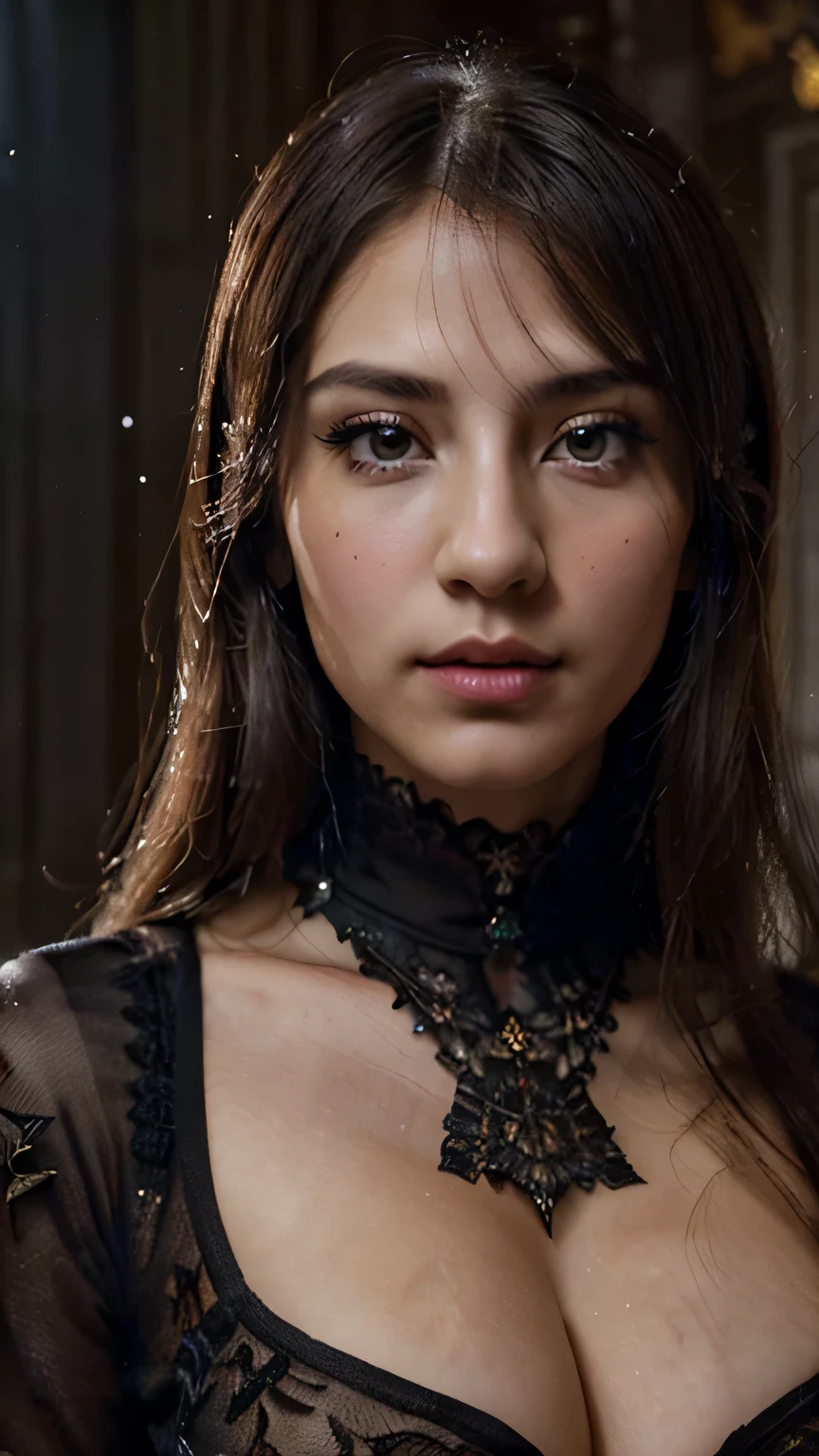 Arafed woman in a black dress with a choke and a choker - SeaArt AI