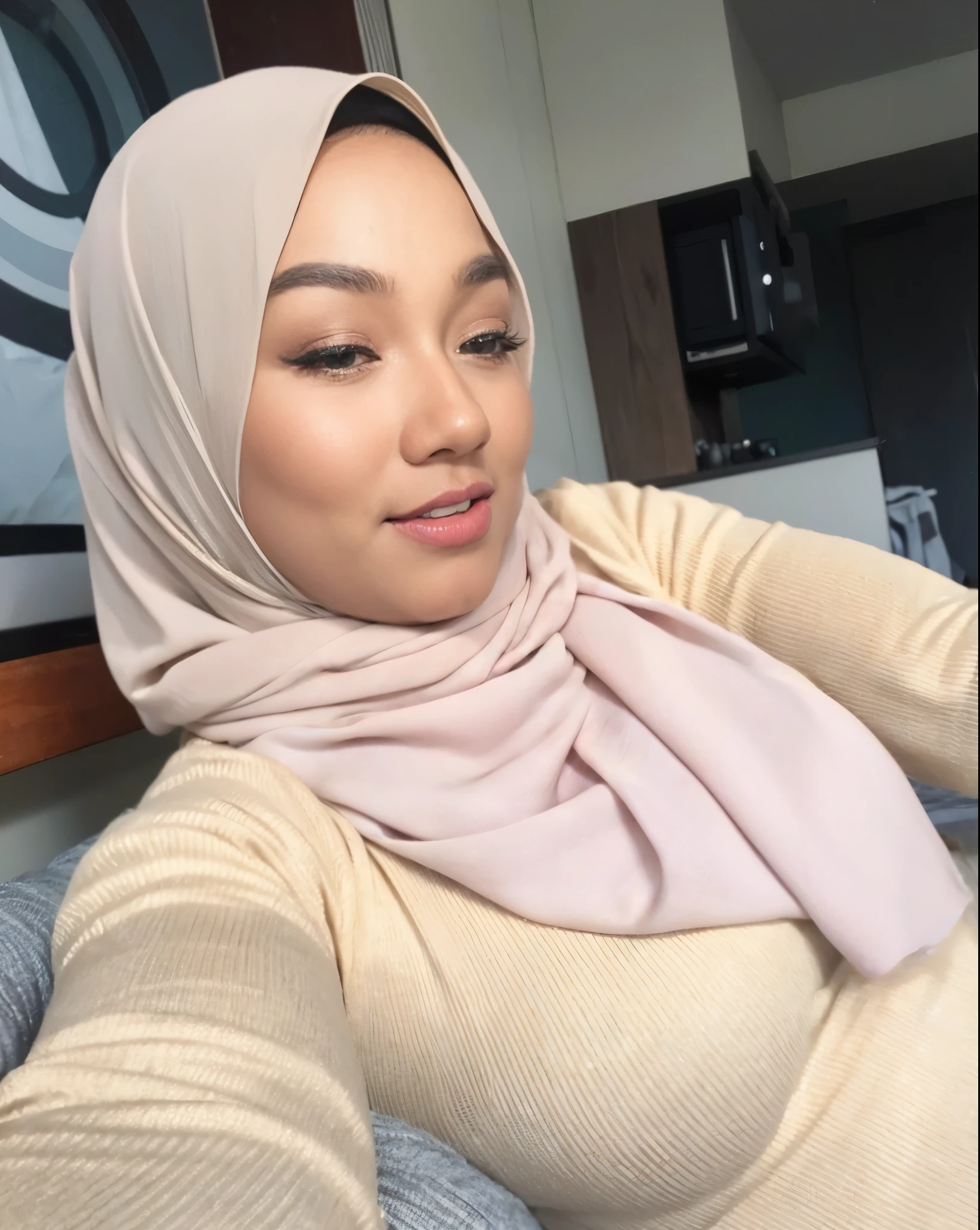 A woman wearing a white shirt and a pink scarf - SeaArt AI