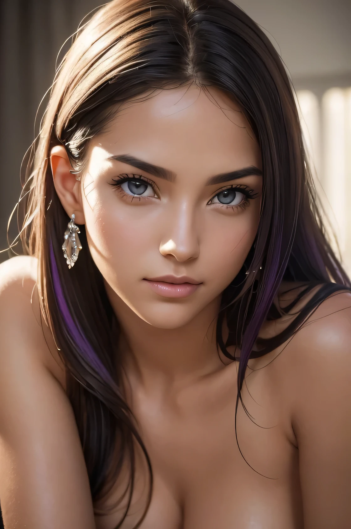 A woman with long hair and blue eyes posing for a picture - SeaArt AI