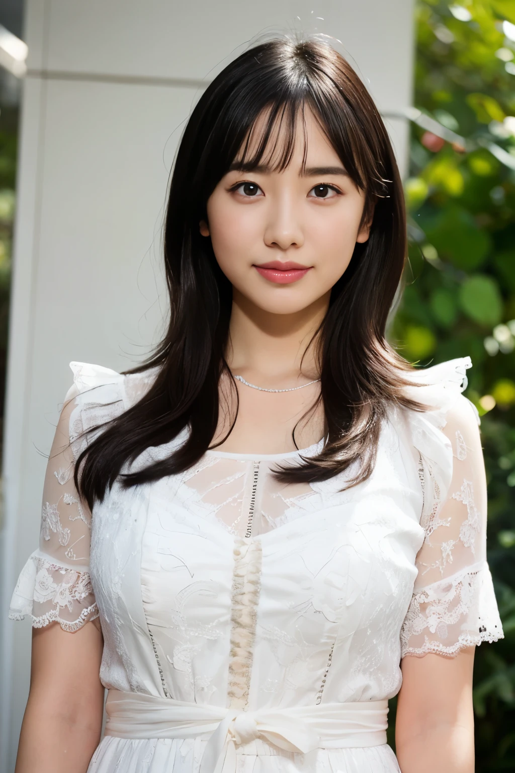 A woman in a white dress posing for a picture - SeaArt AI