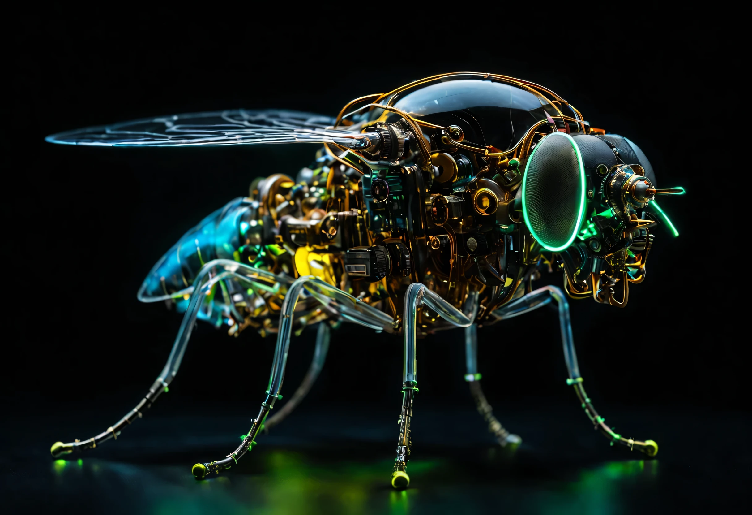 A close up of a fly with a green light on its face - SeaArt AI