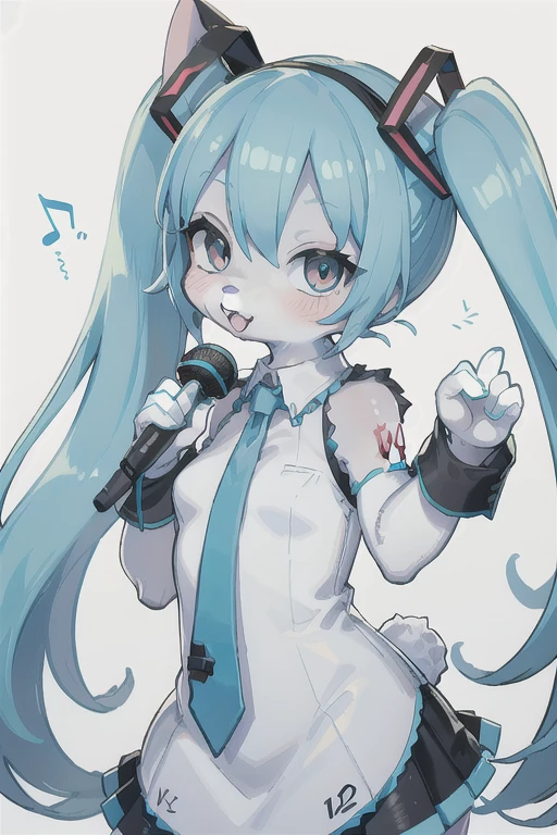 Hatsune Miku as a furry rabbit singing - SeaArt AI