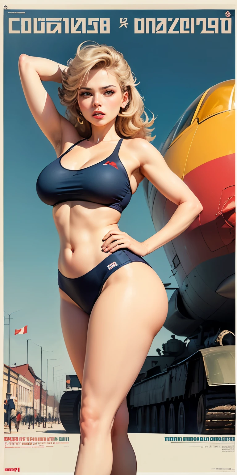 A close up of a woman in a bikini posing in front of a train - SeaArt AI
