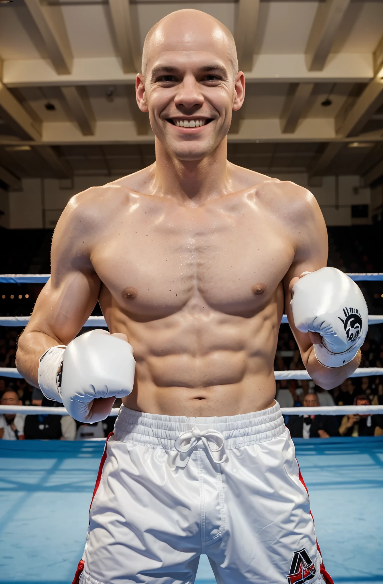 Arafed man in boxing ring with white gloves and no shirt - SeaArt AI