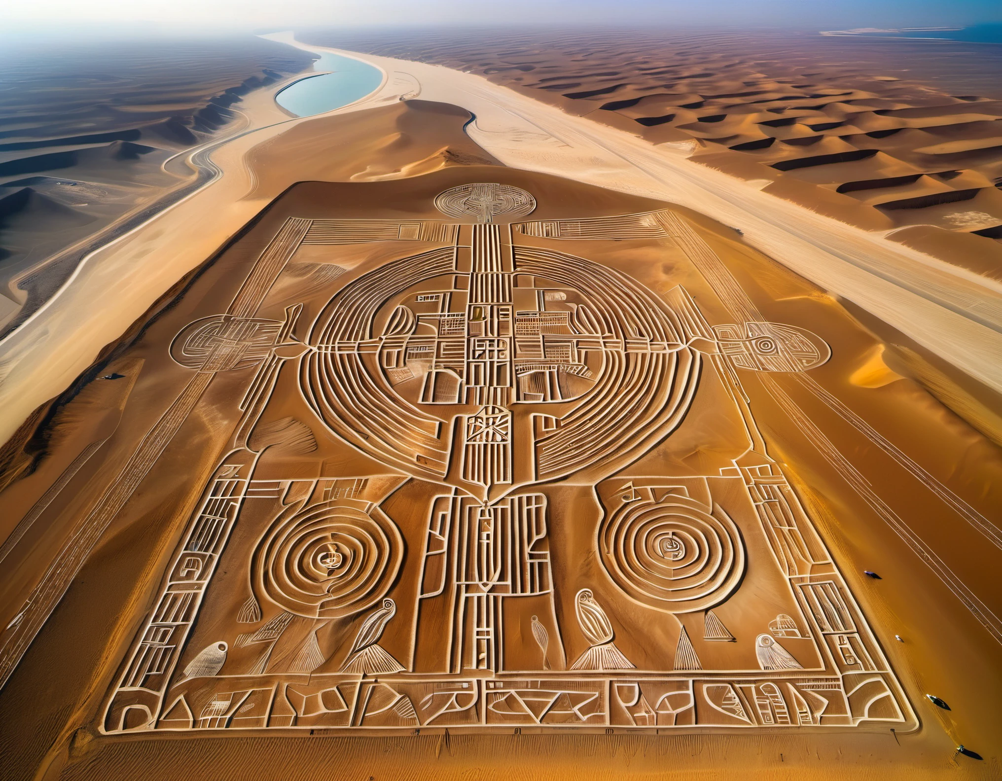 A view of a maze in the middle of a desert - SeaArt AI