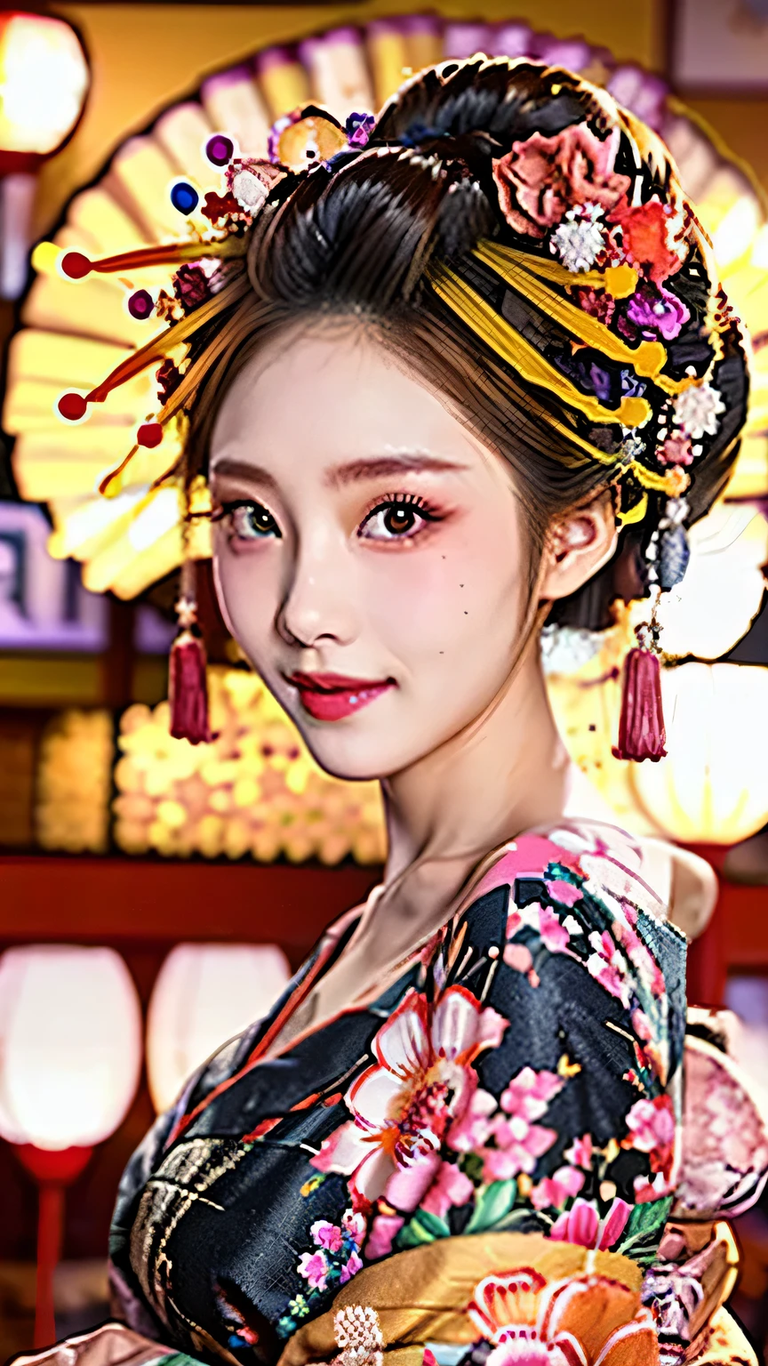 Asian woman in traditional dress posing for a picture in a restaurant ...