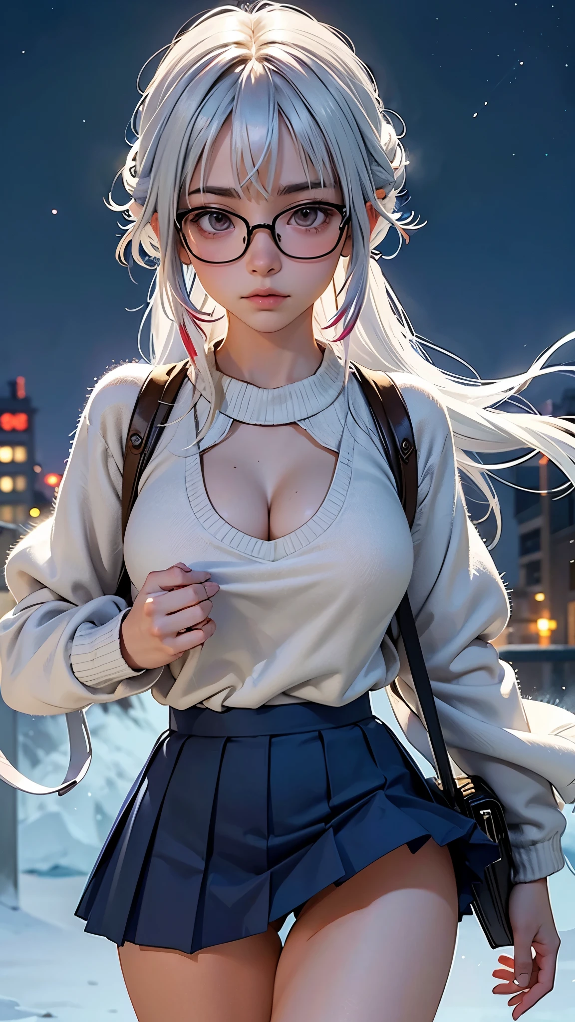 A close up of a person wearing a skirt and glasses - SeaArt AI
