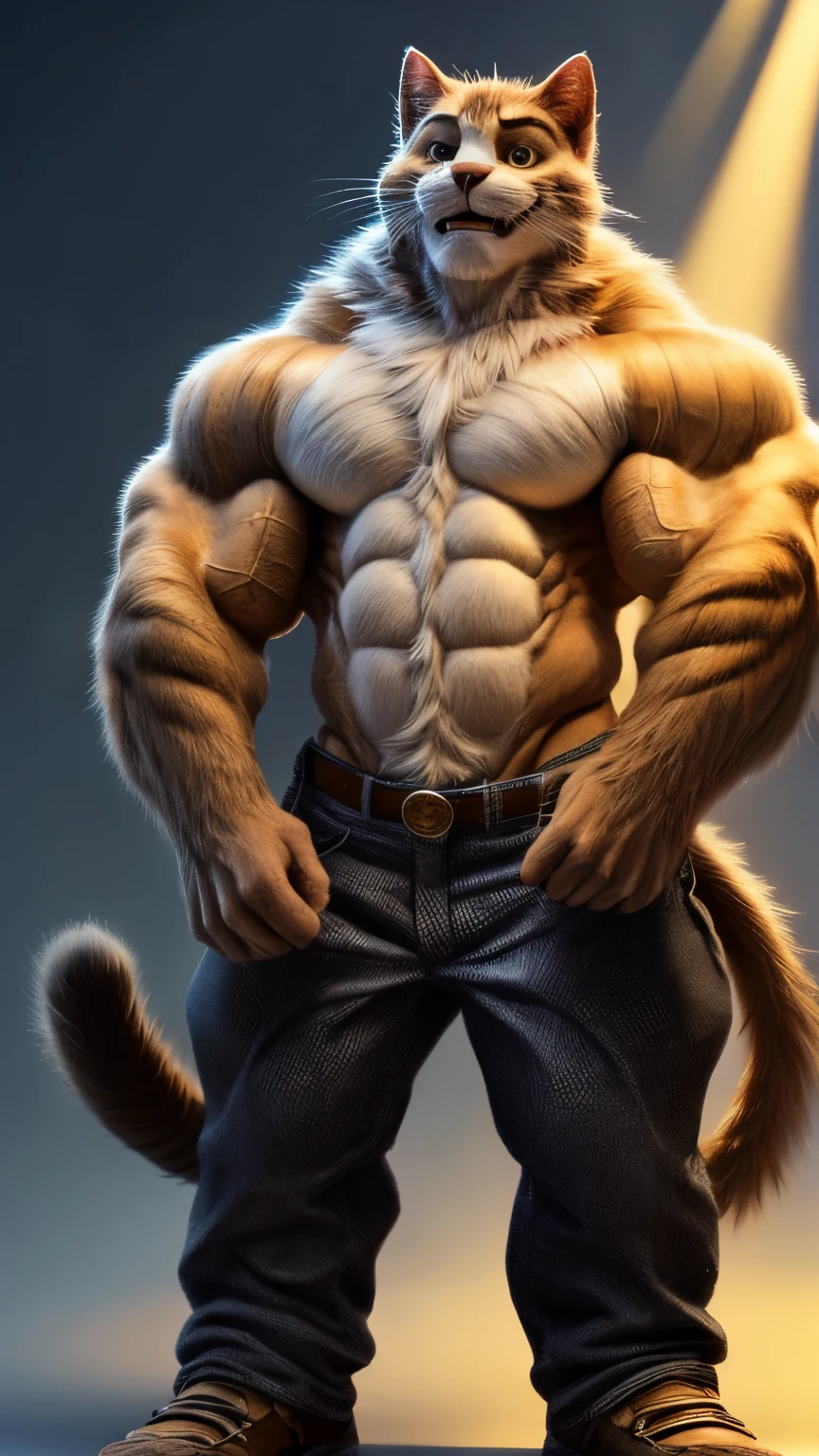 A cat is standing in a pose with his arms crossed - SeaArt AI