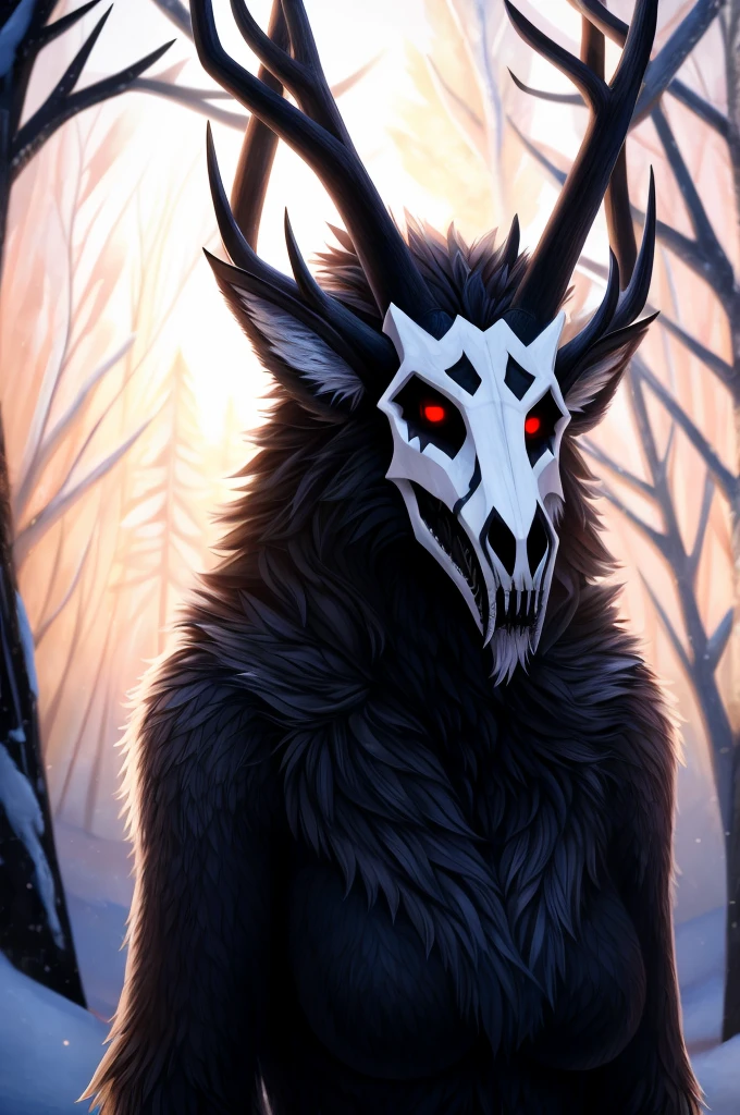 A beautiful and stunning female Wendigo, furry, anthro, detailed ...