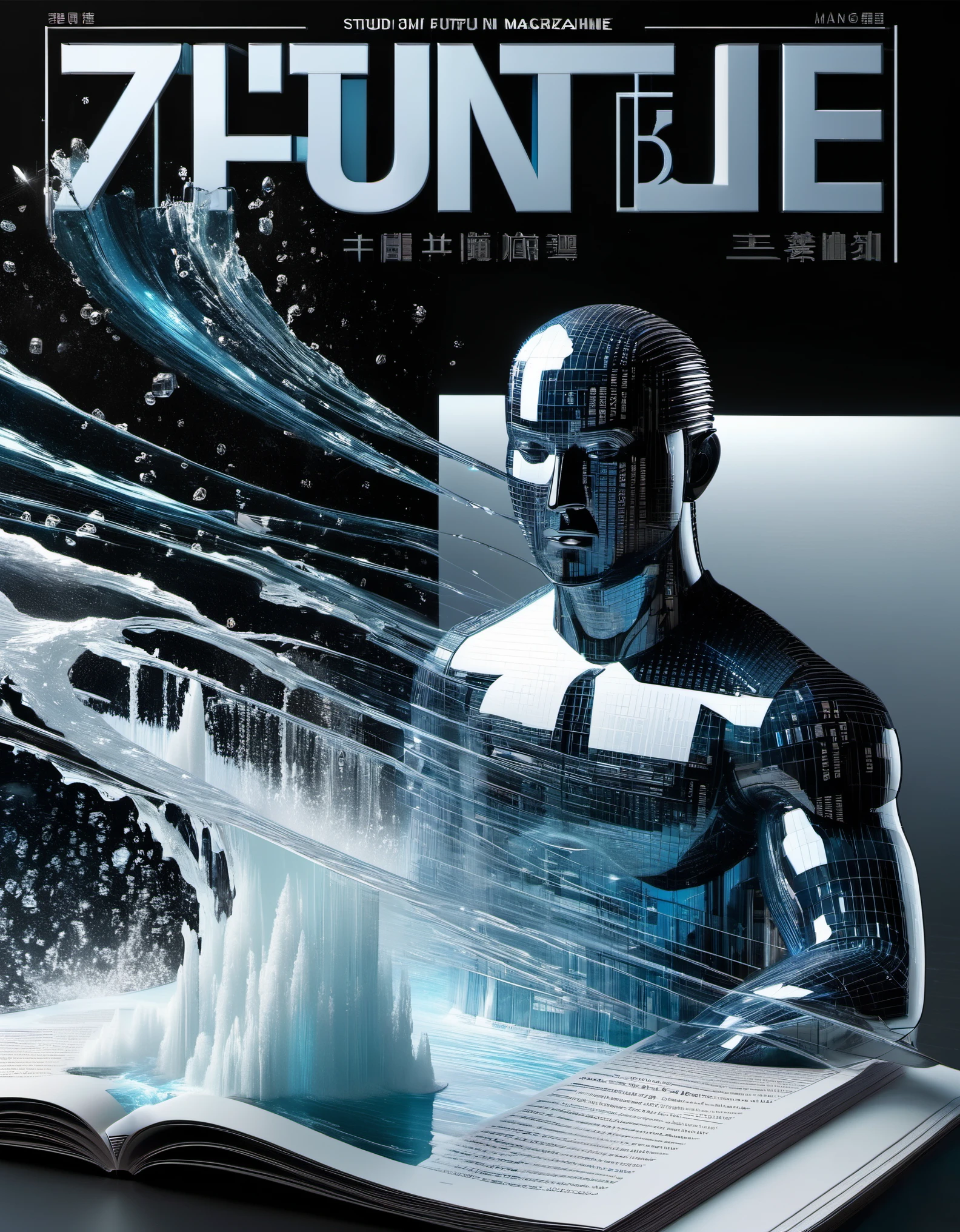 A close up of a book with a robot on it - SeaArt AI