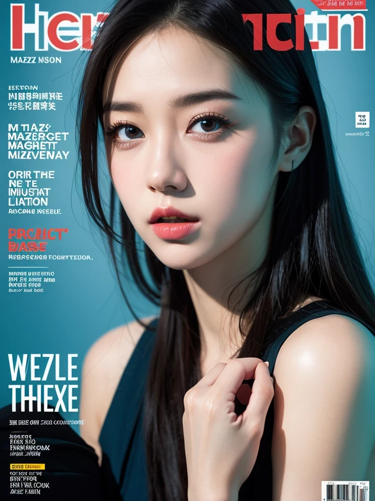 A woman in a black dress on a magazine cover - SeaArt AI