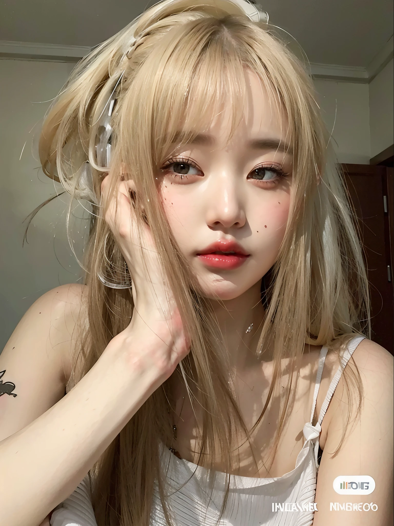 A close up of a person with a hair style and a white top - SeaArt AI