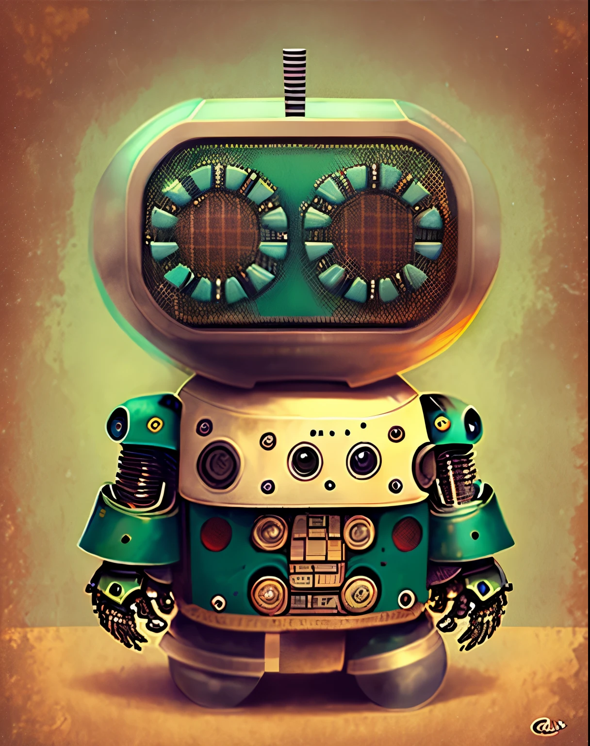 Illustration of a robot with a clock on its face - SeaArt AI